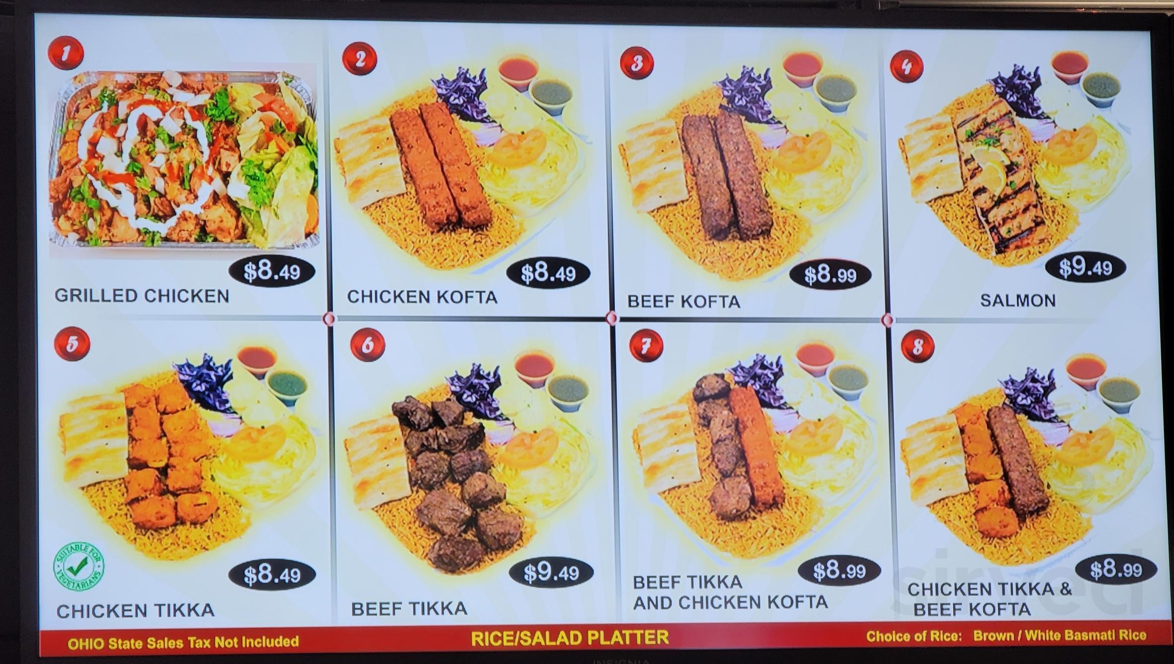 Sammy's Halal menu in Columbus, Ohio, USA