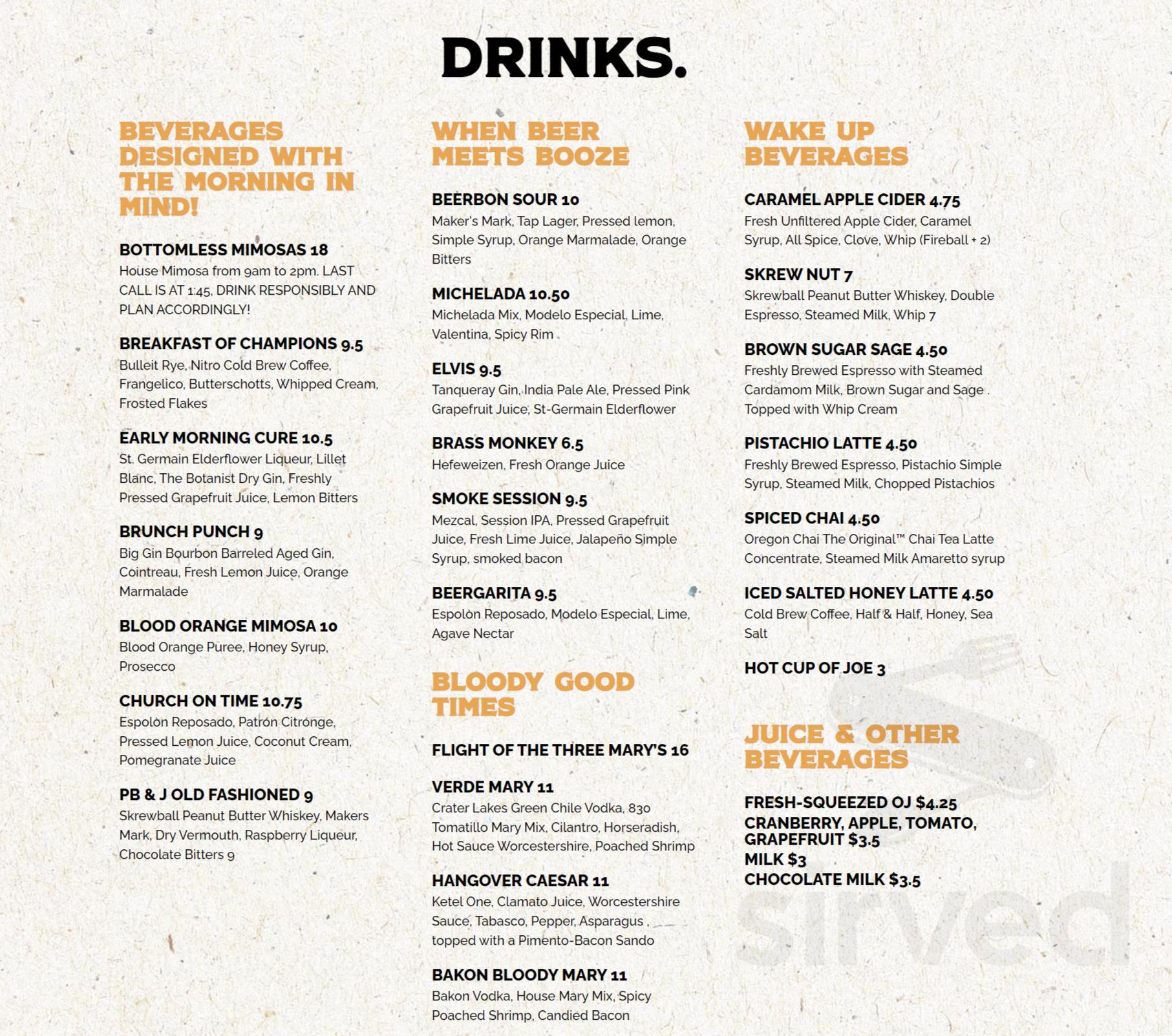 Eight Thirty Common menu in Meridian, Idaho, USA