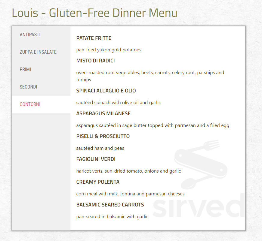 Louis Ristorante & Bar menu in St Paul, Minnesota, USA