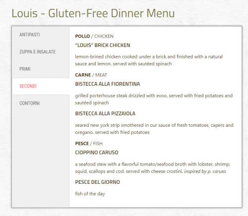 Louis Ristorante & Bar menu in St Paul, Minnesota, USA