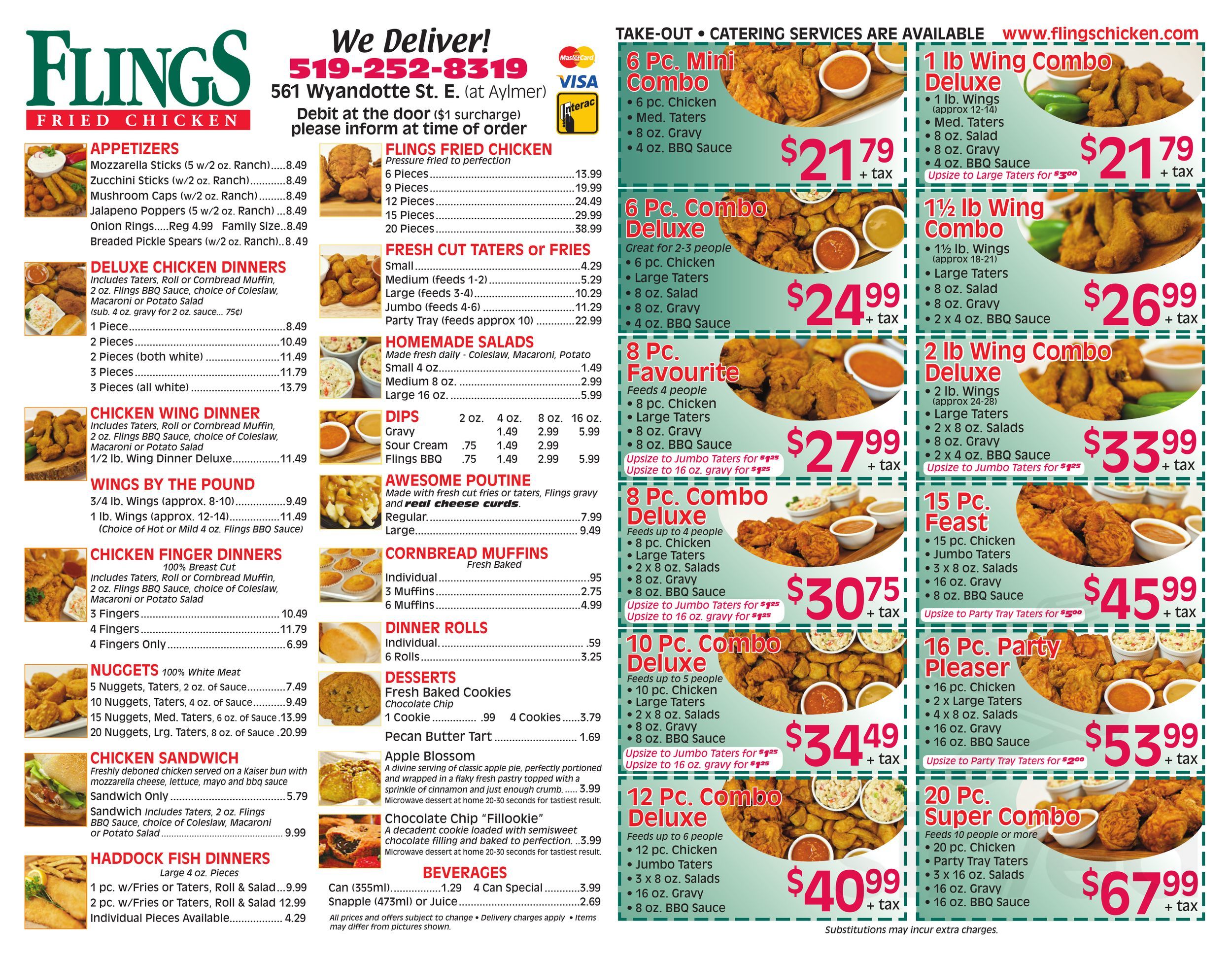 Menu for Flings Fried Chicken in Windsor, ON | Sirved