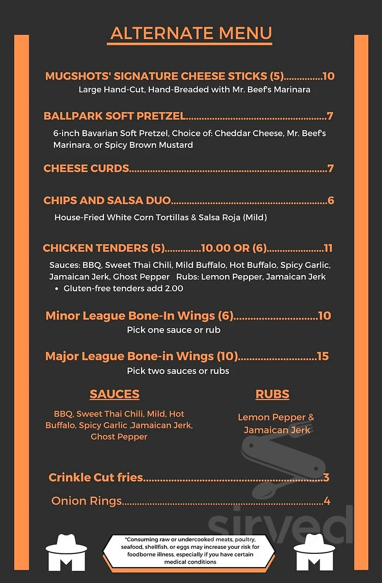 Mugshots Sports Bar & Grill Menu - Homer Glen, Illinois | Sirved