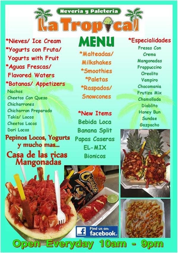 Neveria y Paleteria La Tropical menu in Tulsa, Oklahoma, USA