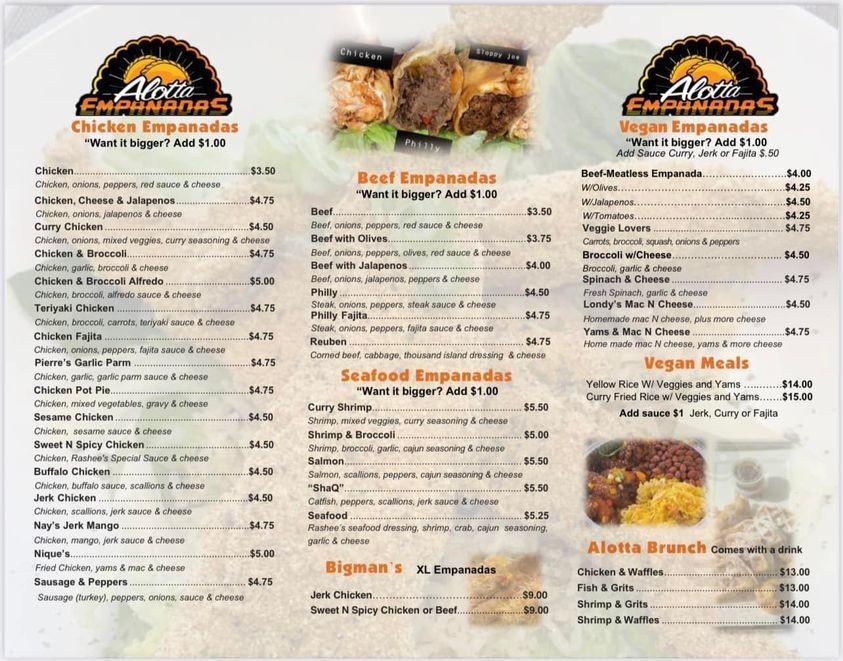 Alotta Empanadas menu in Schenectady, New York, USA