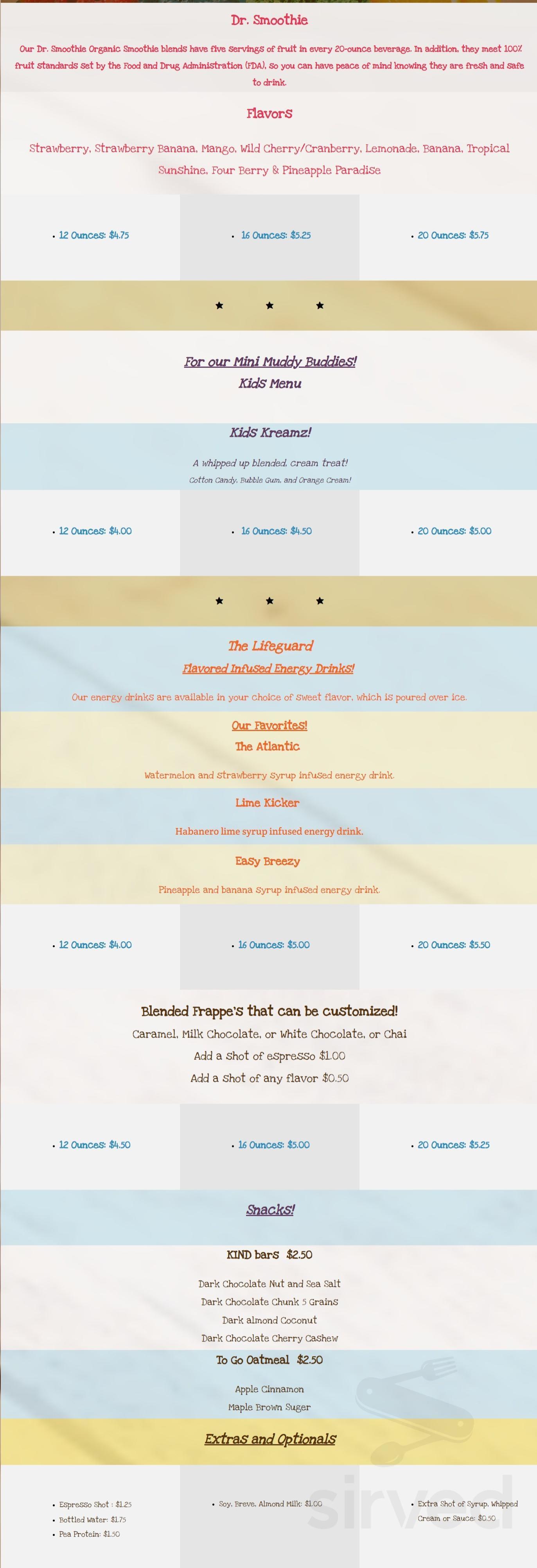 Menu - Rehoboth Beach DE's Mudslingers of Rehoboth Beach | Sirved