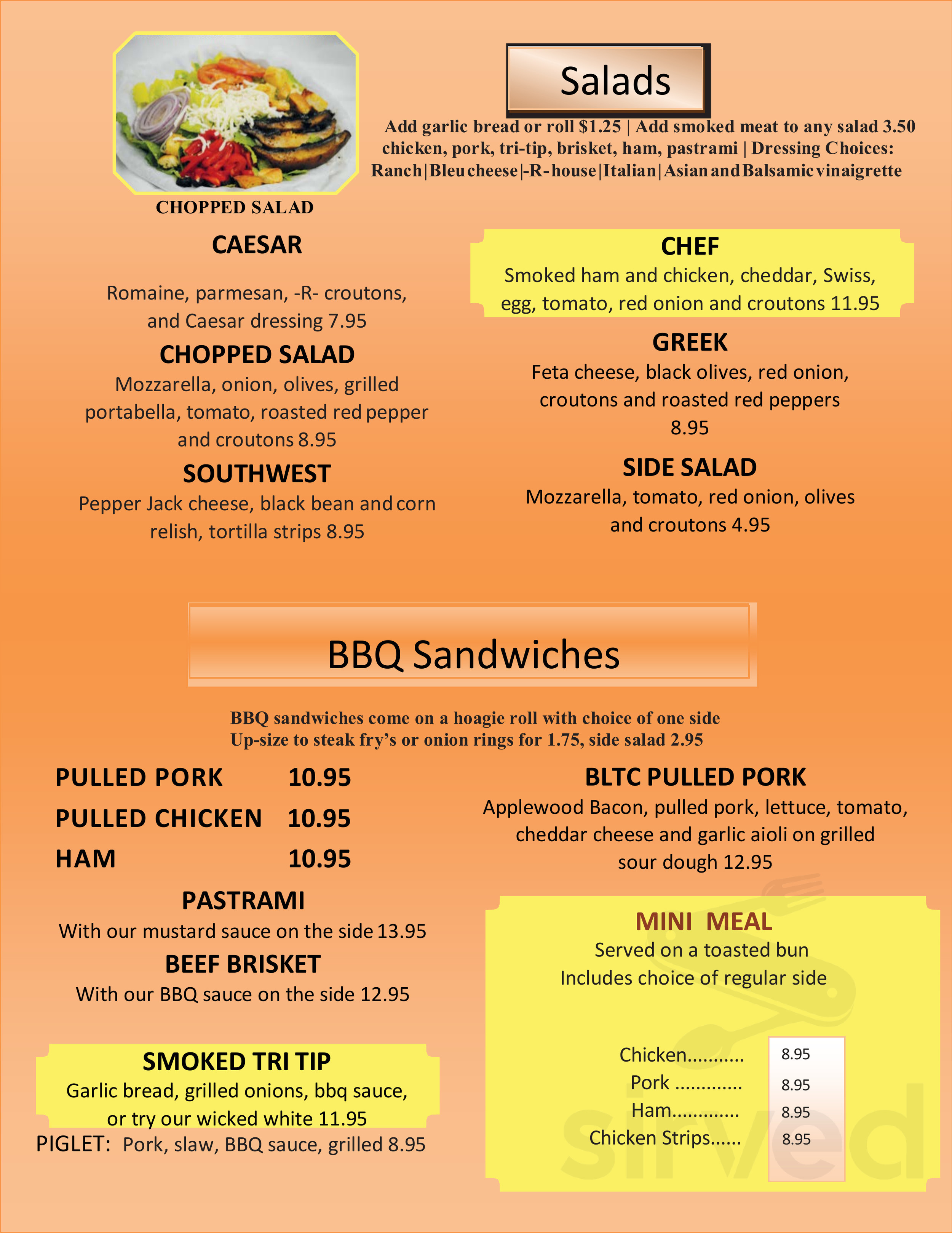 Rebel BBQ menu in Lake Havasu City, Arizona, USA