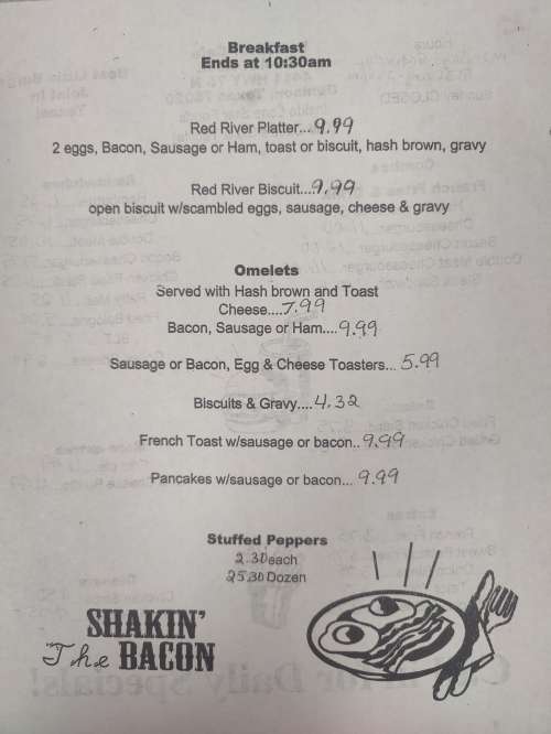 Red River Cafe menu in Denison, Texas, USA