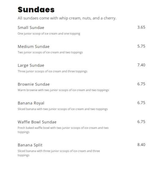 Batavia Creamery menu in Batavia, Illinois, USA