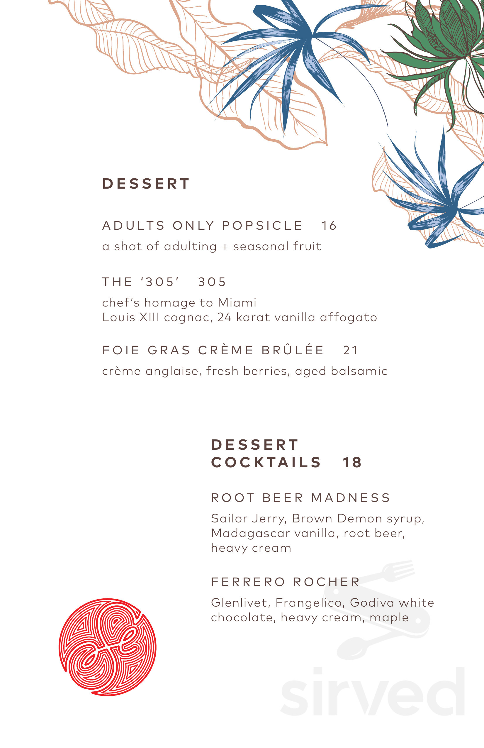 Sérêvène menus in Miami Beach, Florida, United States