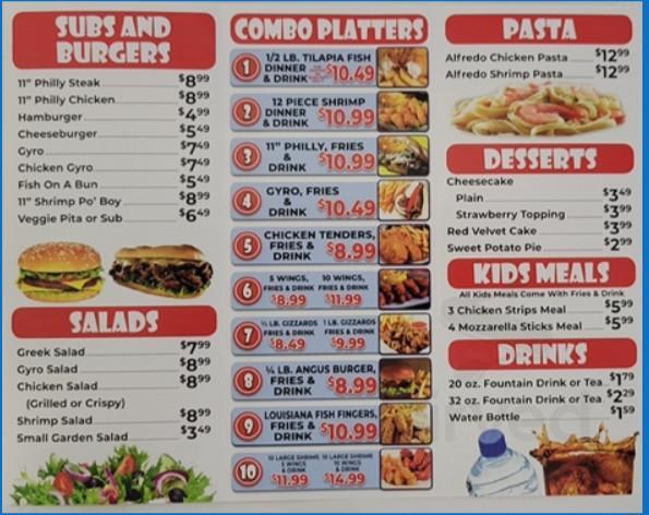 Nick's Gyros Seafood IV menu in Columbia, South Carolina, USA