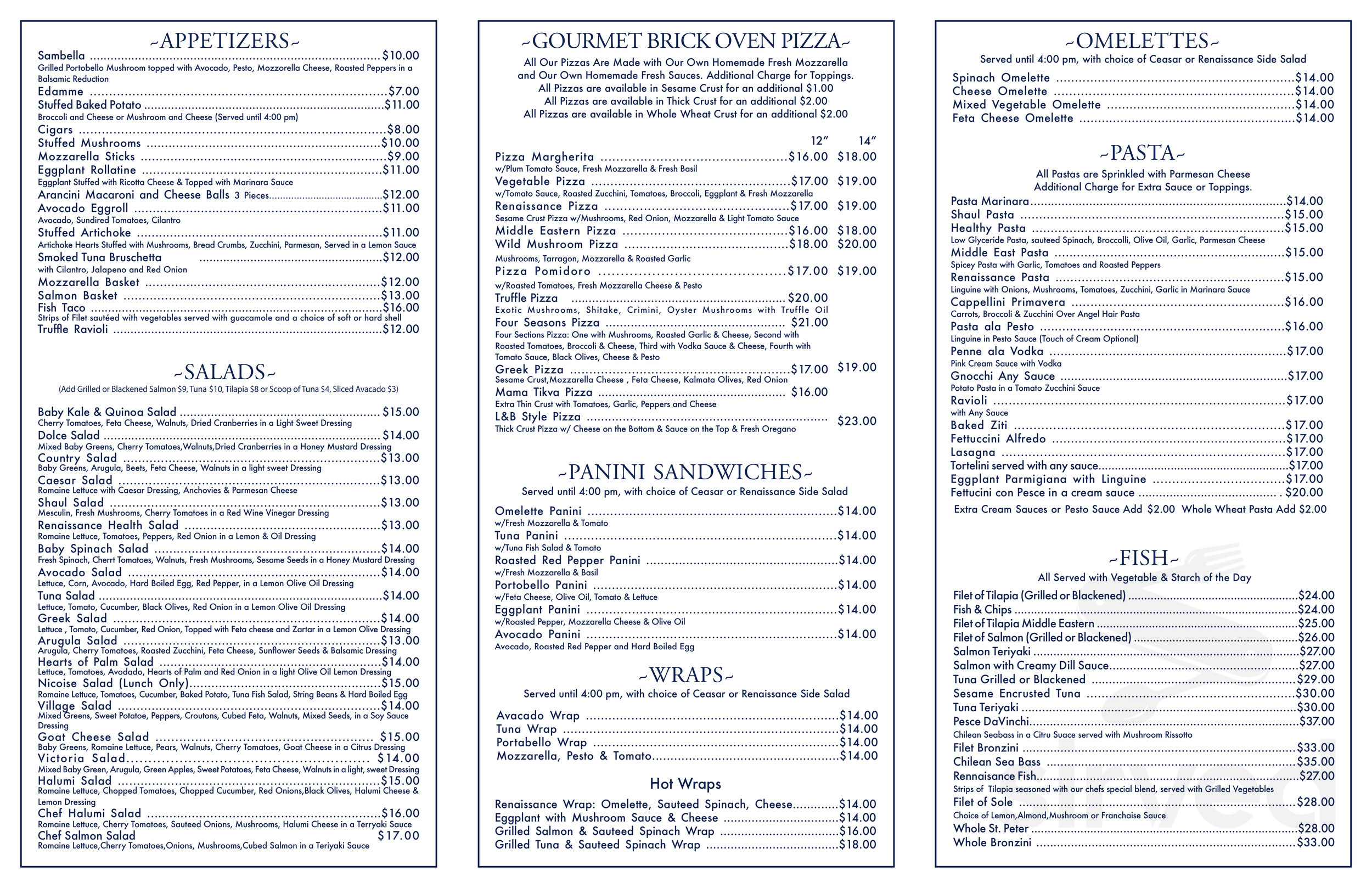 Cafe Renaissance menu in Brooklyn, New York, USA