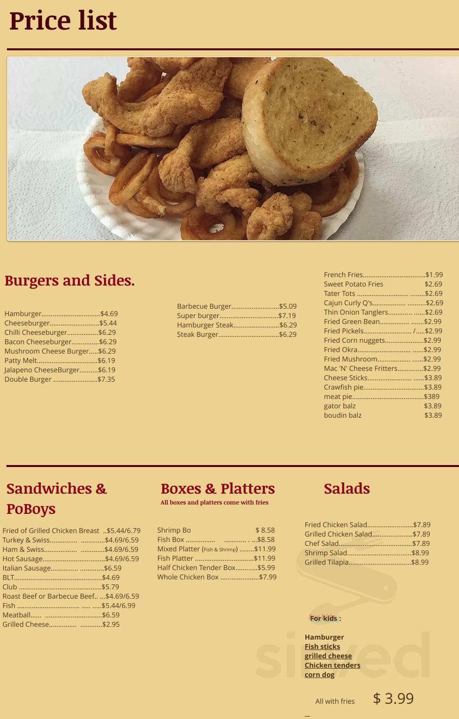 Riverside Patty menu in Baton Rouge, Louisiana, USA