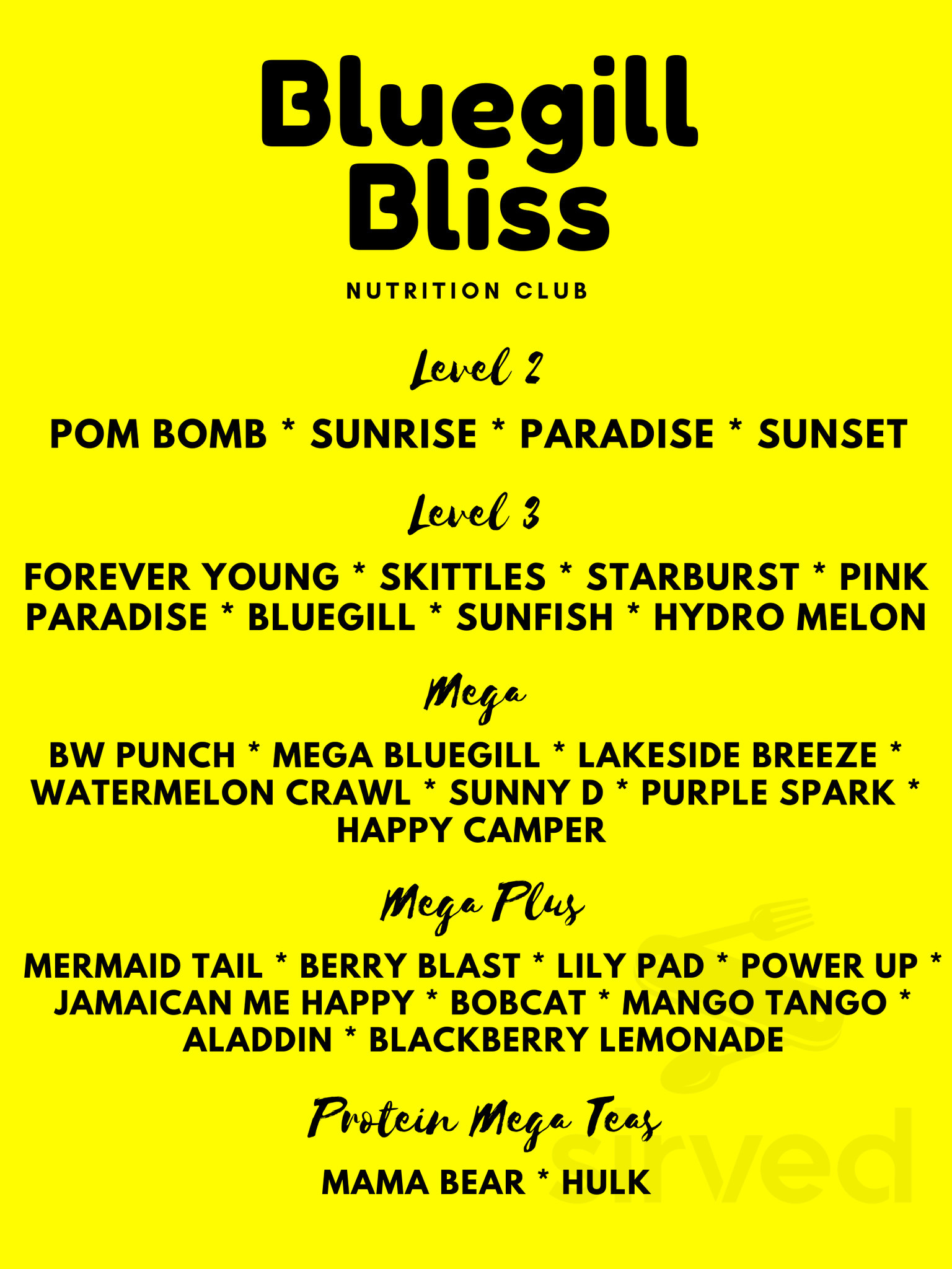 Bluegill Bliss menu in Birchwood, Wisconsin, USA