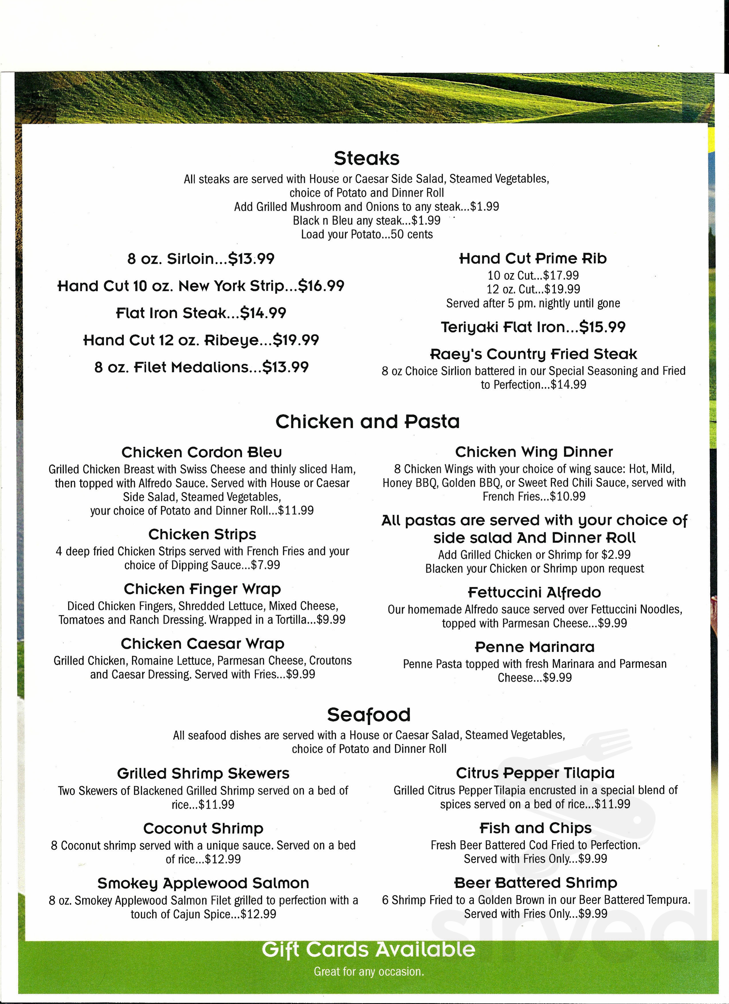 Tommy Vaughn's Grill menu in Blackfoot, Idaho, USA
