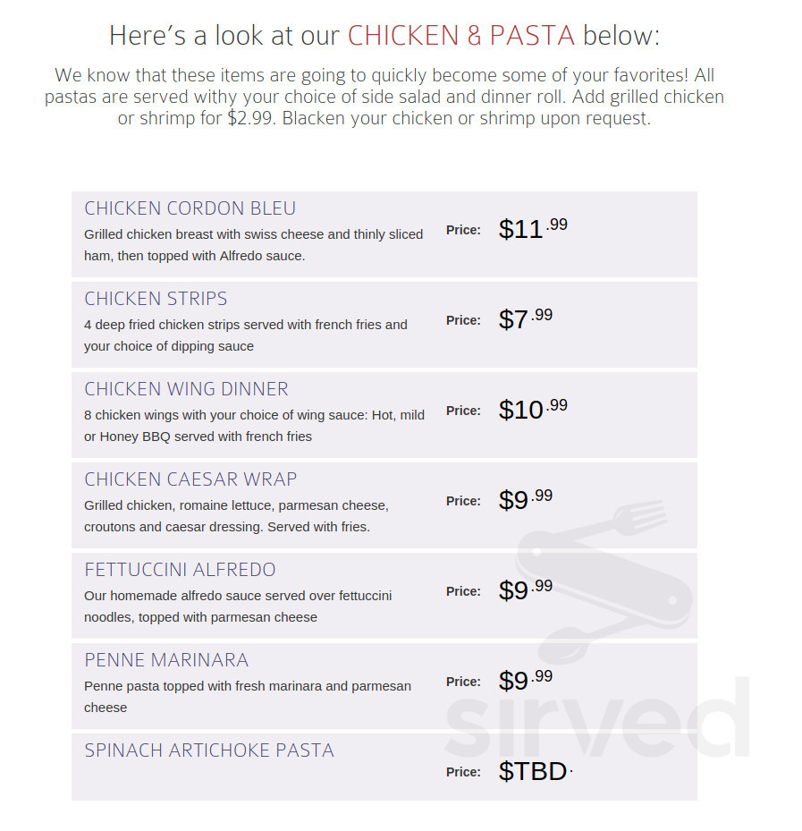 Tommy Vaughn's Grill menu in Blackfoot, Idaho, USA