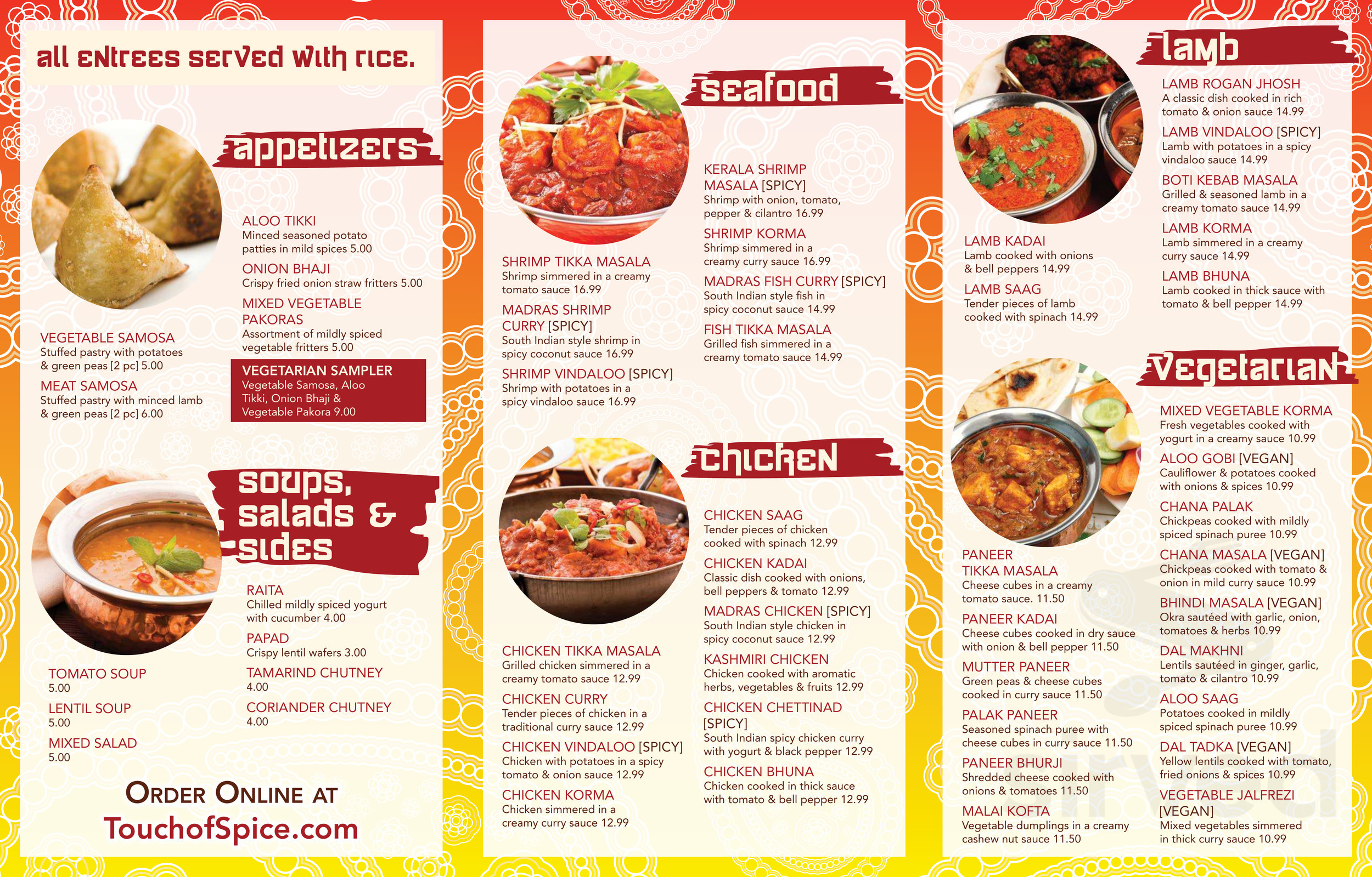 Touch Of Spice menu in Weehawken, New Jersey, USA