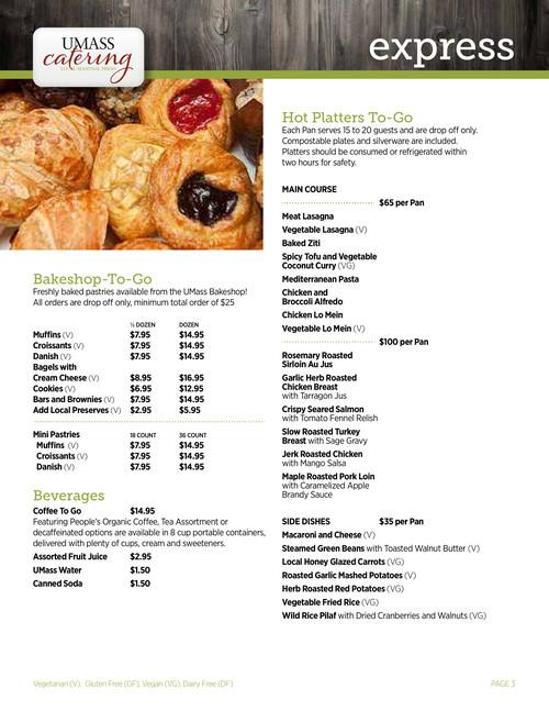UMass Amherst Catering menu in Amherst, Massachusetts, USA
