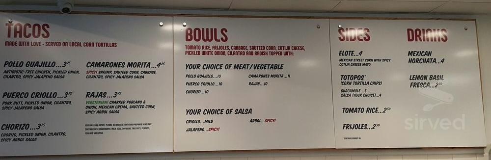R. House menu in Baltimore, Maryland, USA