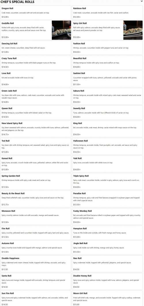 Kansai menu in Philadelphia, Pennsylvania, USA