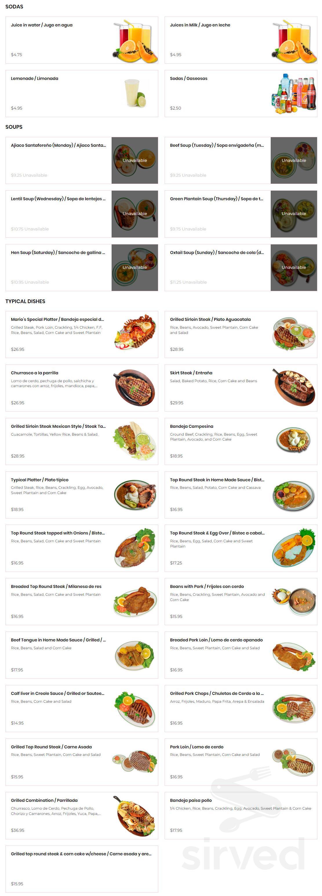 Pollos Mario menu in Queens, New York, USA