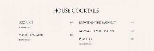 Elephant Room menu in Austin, Texas, USA