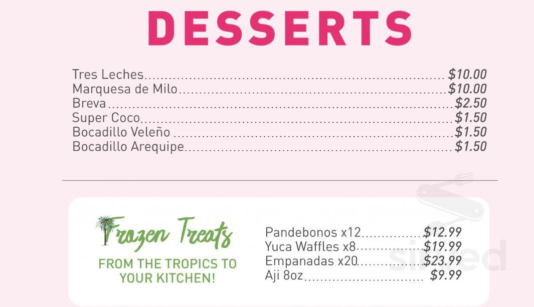 Amazonica menu in Miami, Florida, USA