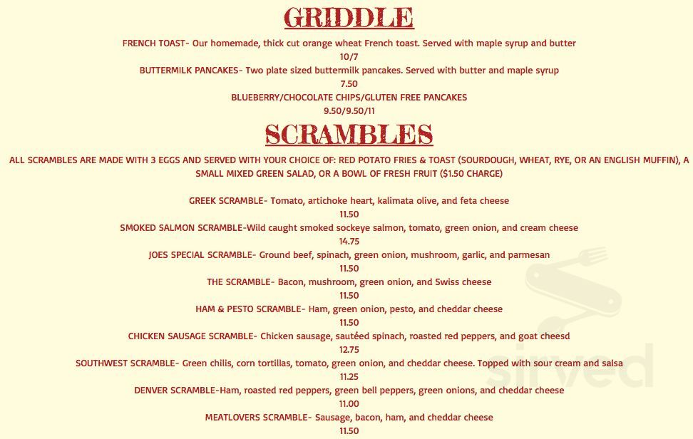 Bryant Corner Cafe menu in Seattle, Washington, USA