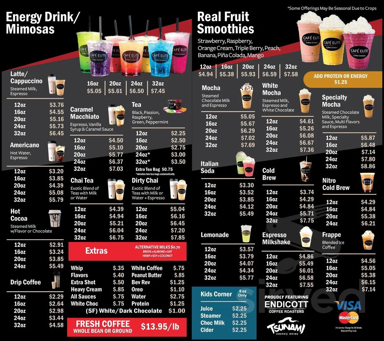 Café Elite menu in Bonney Lake, Washington, USA