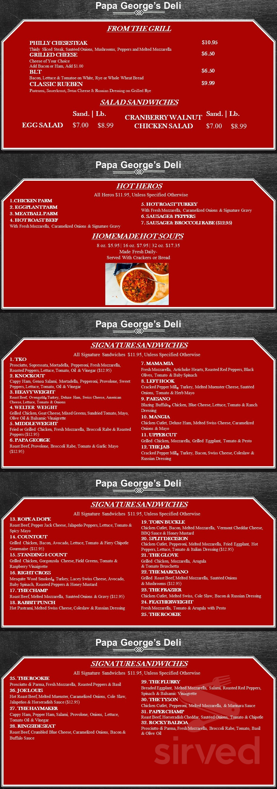 Menu - Hauppauge NY's PaPa George's 111 Deli | Sirved