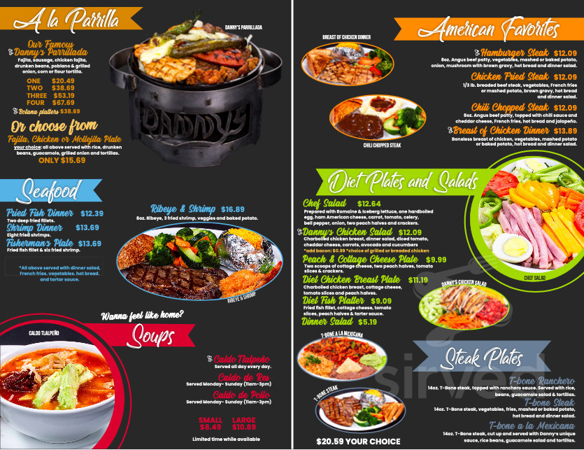 Danny's Restaurant menu in Laredo, Texas, USA