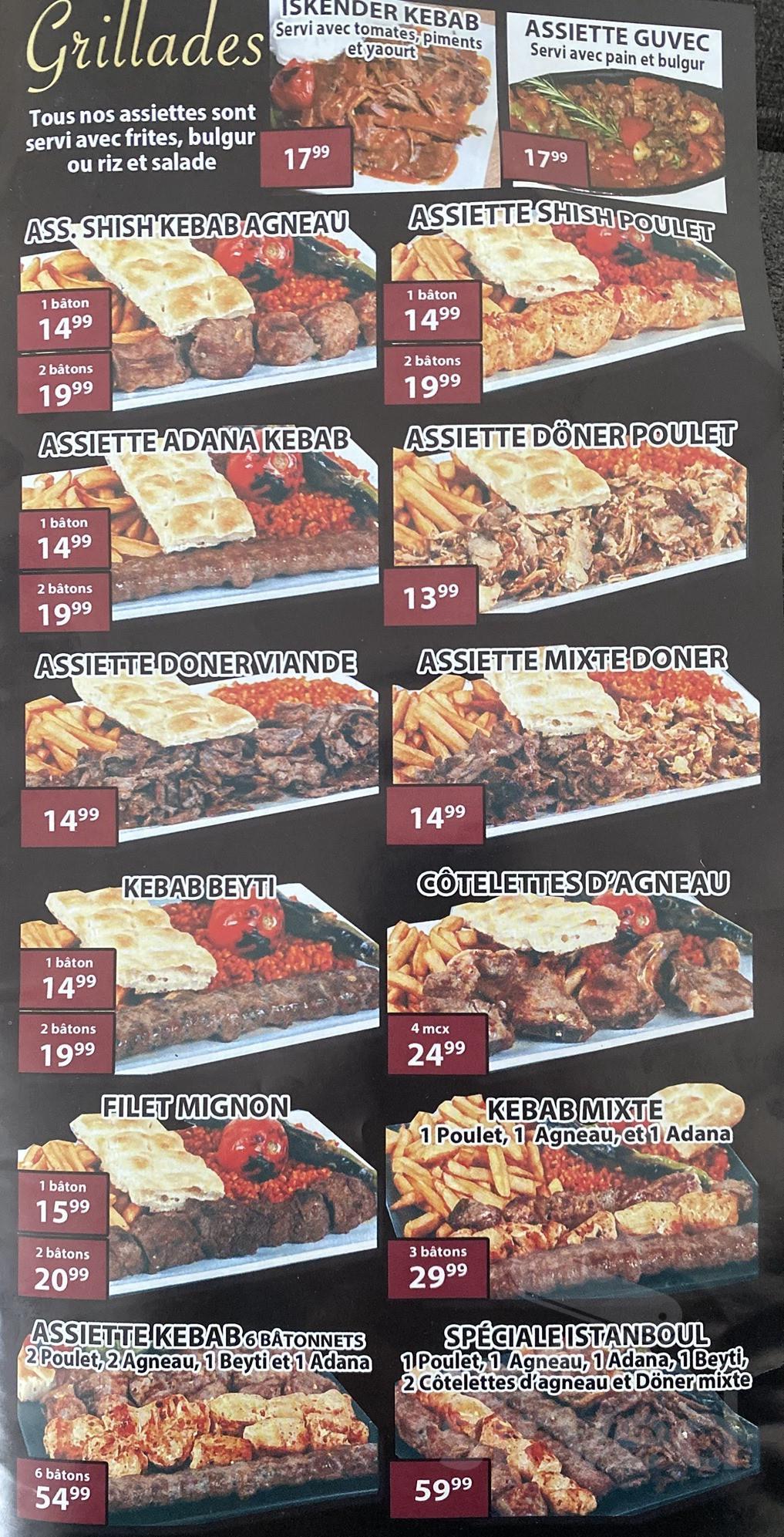 Maison Istanbul menus in Laval, Quebec, Canada