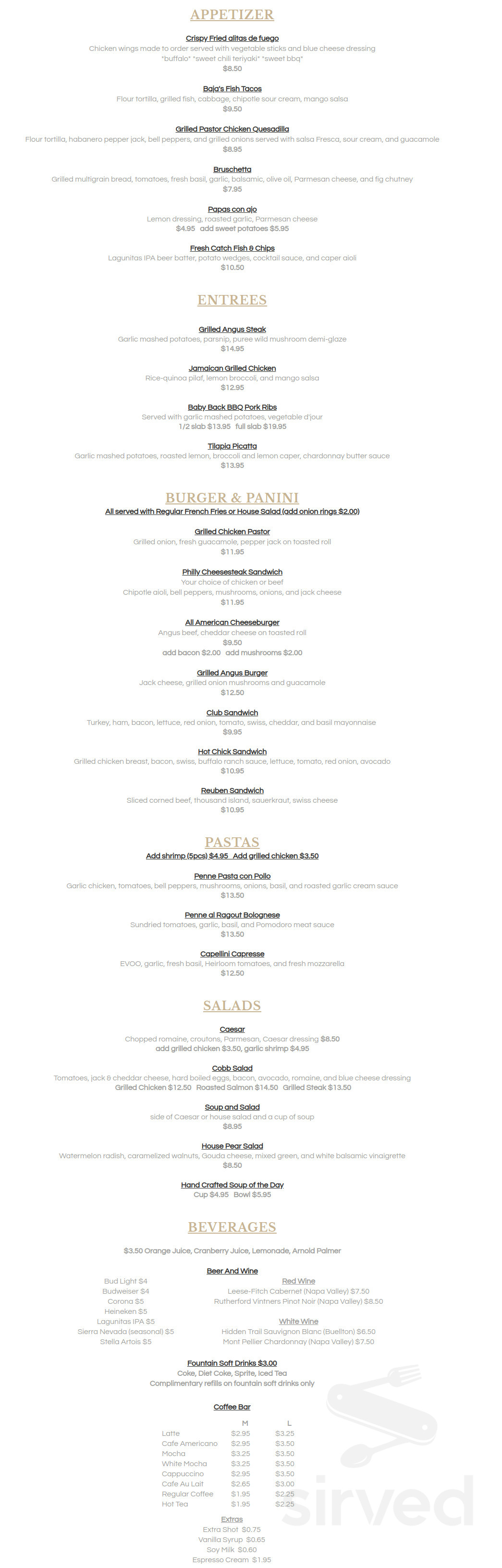 Menu for L & D Catering and Bistro in Brisbane, CA | Sirved