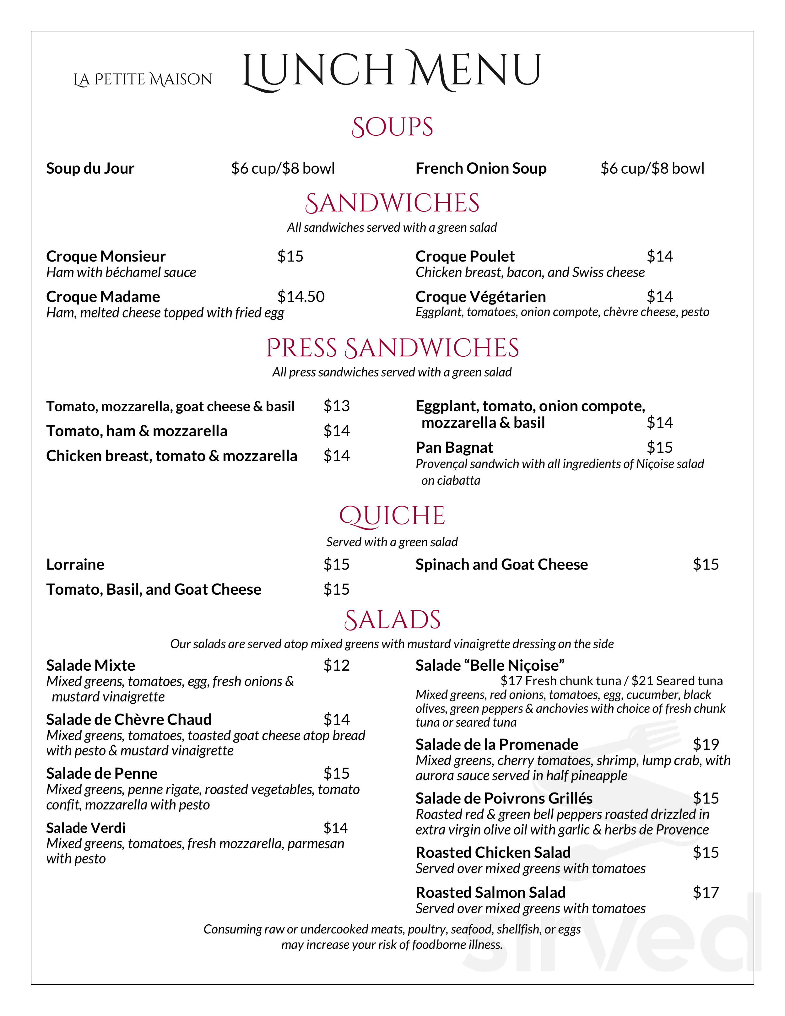 La Petite Maison menus in Atlanta, Georgia, United States