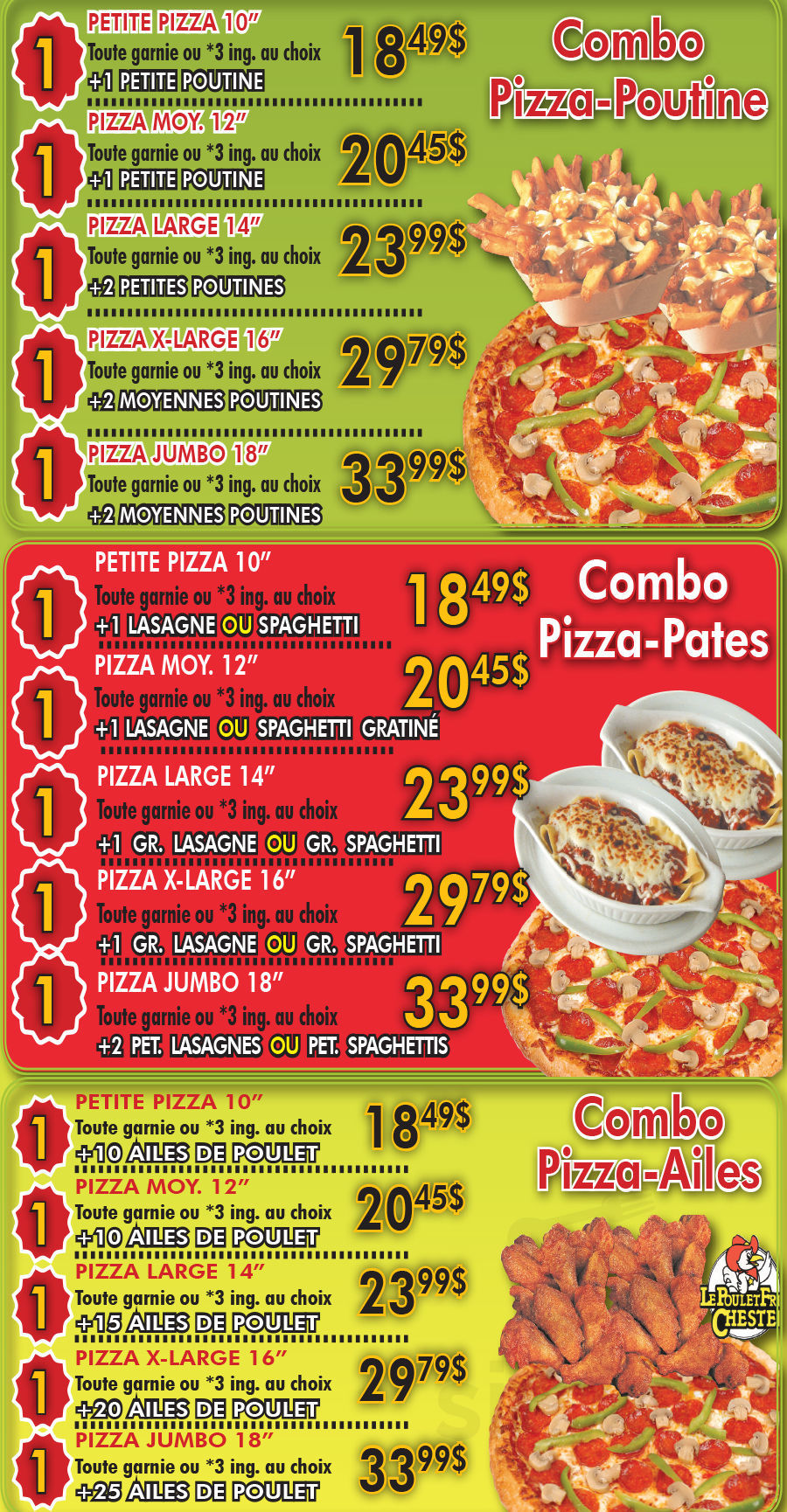 Champion Pizza menu in Mascouche, Quebec, Canada