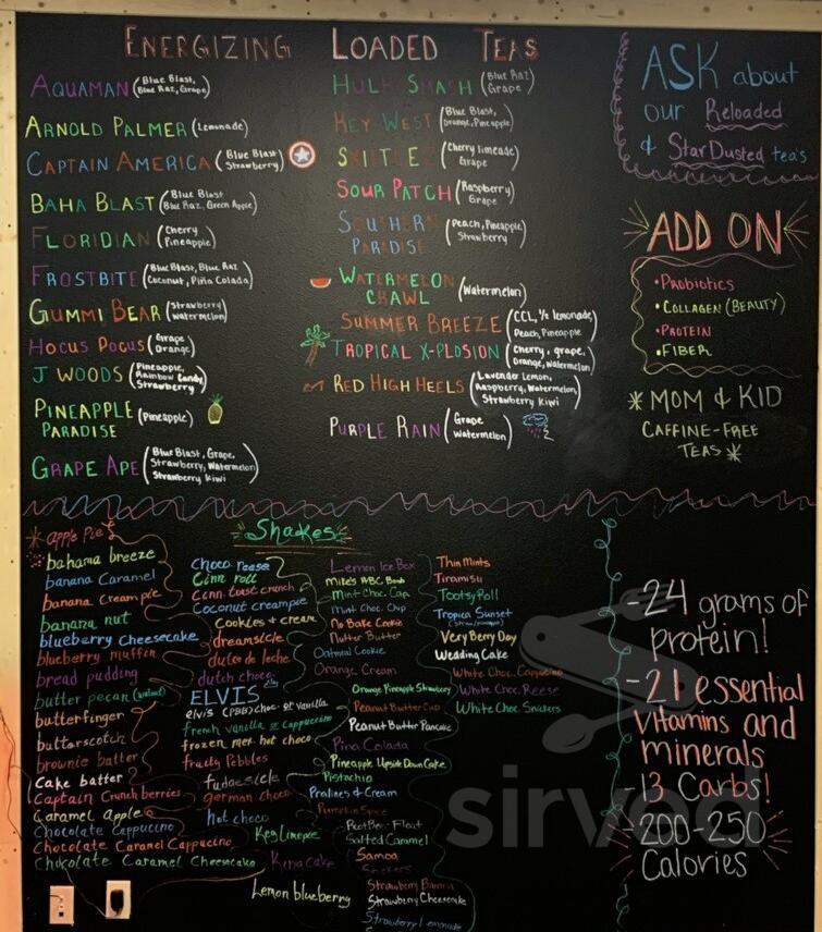 Nutrition With Attitude menu in Nederland, Texas, USA