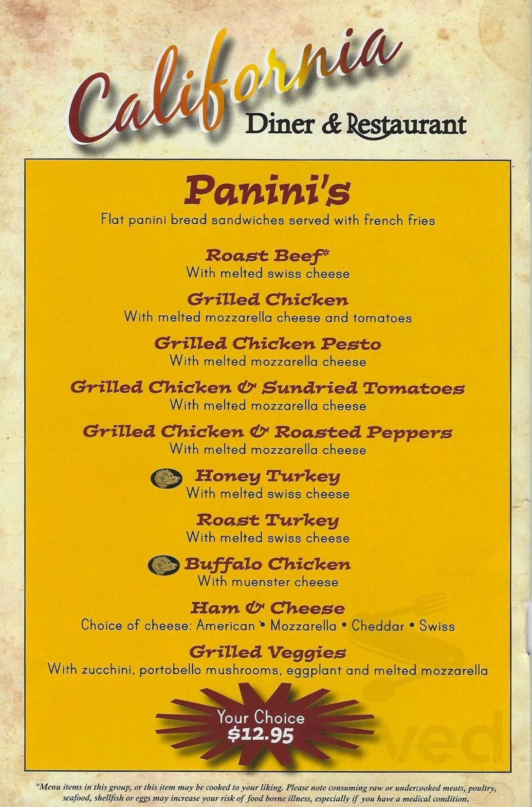 Menu for California Diner in Patchogue, NY | Sirved