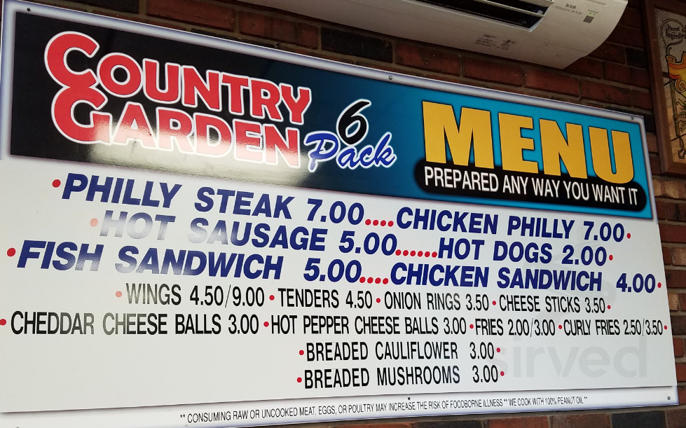 Country Garden 6 Pack menu in Ebensburg, Pennsylvania, USA