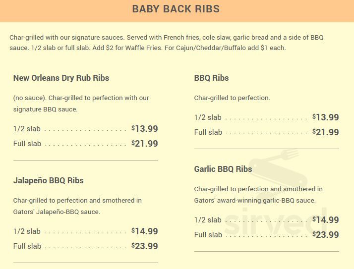 Gators Wing Shack Grill & Pizzeria menu in Palatine, Illinois, USA