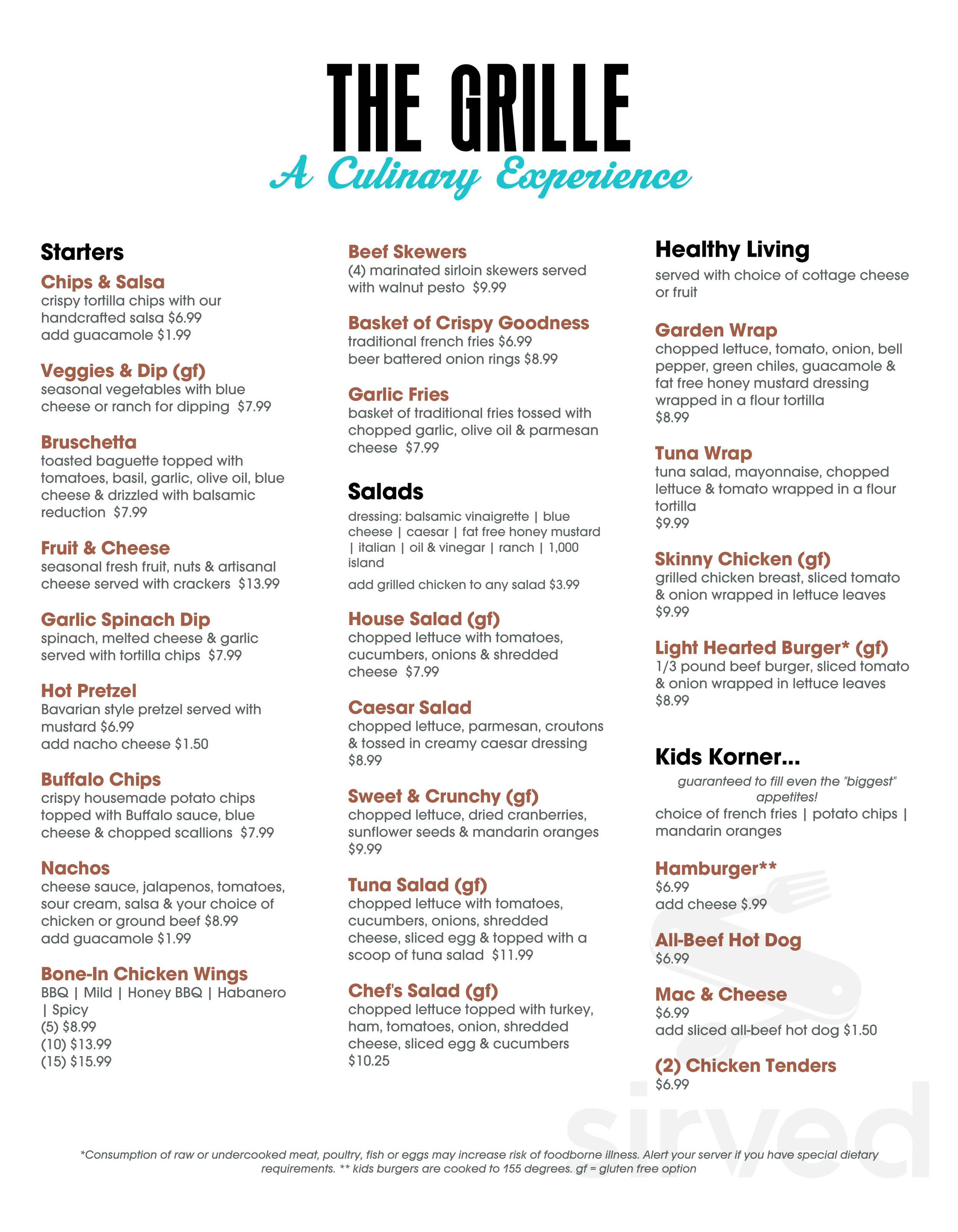 Scottsdale Camelback Resort menu in Scottsdale, Arizona, USA