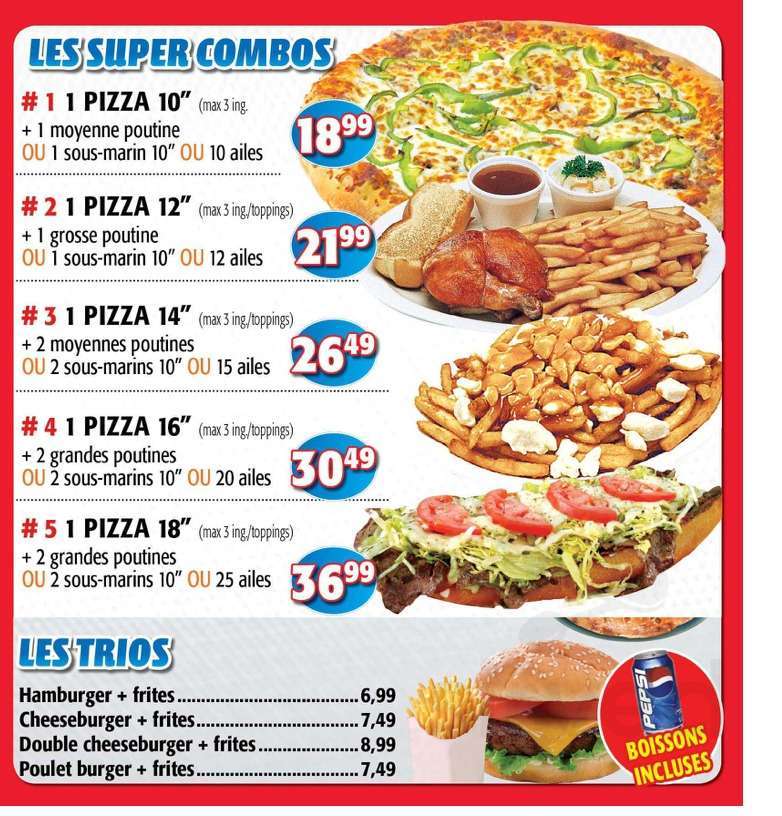 Pizza maya menu in Beauharnois, Quebec, Canada