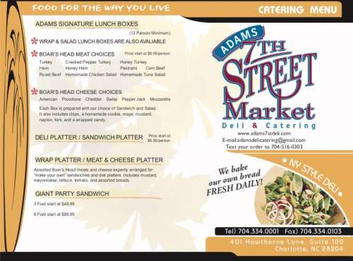 Adams 7th Street Market menu in Charlotte, North Carolina, USA