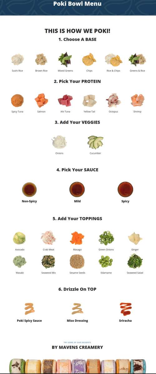 Poki Bowl menu in Palo Alto, California, USA