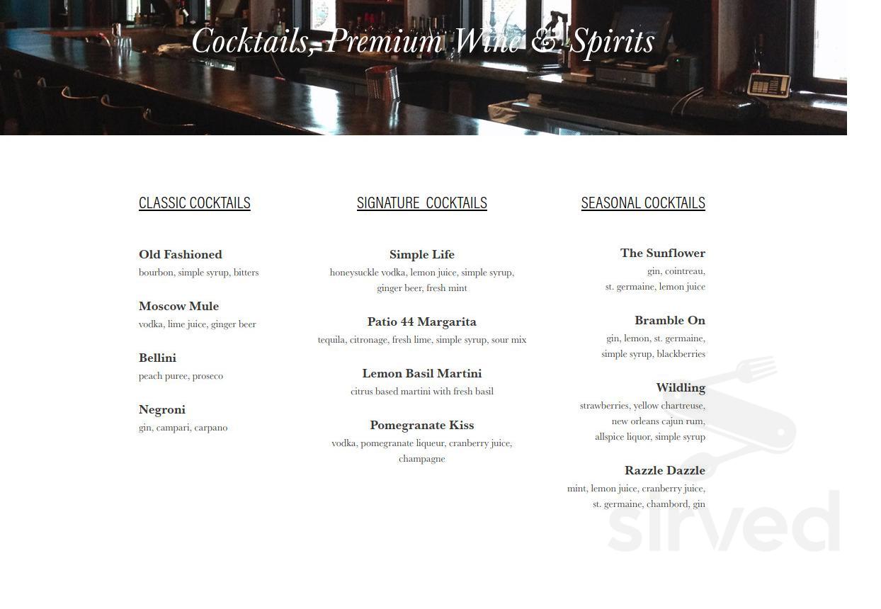 Patio 44 Hattiesburg menu in Hattiesburg, Mississippi, USA