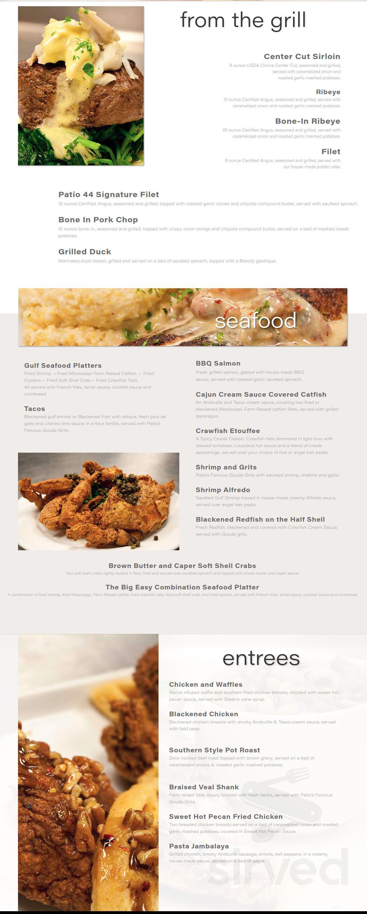 Patio 44 Hattiesburg menu in Hattiesburg, Mississippi, USA