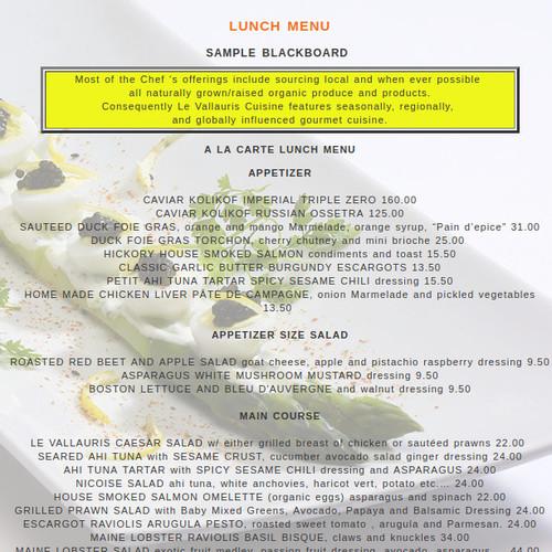 Le Vallauris Restaurant menu in Palm Springs, California, USA