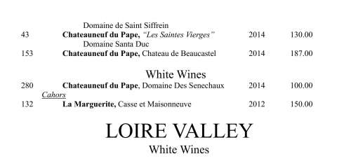 Menu for Le Vallauris Restaurant in Palm Springs, CA | Sirved
