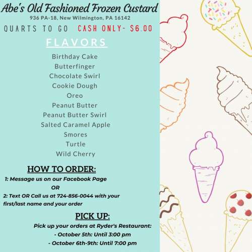 Abe's Old Fashioned Frozen Custard menu in New Wilmington, Pennsylvania ...