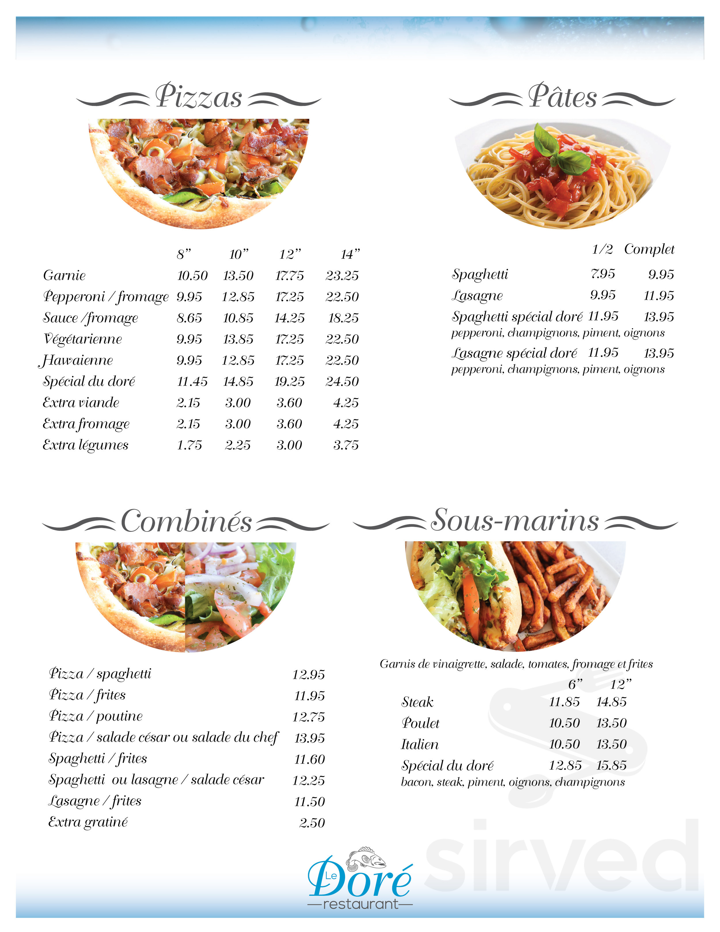 Restaurant le Doré menus in Weedon, Quebec, Canada