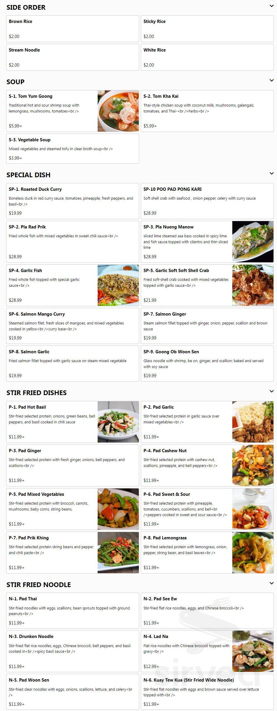 Menu - Orange CT's Paradise Thai Cuisine | Sirved