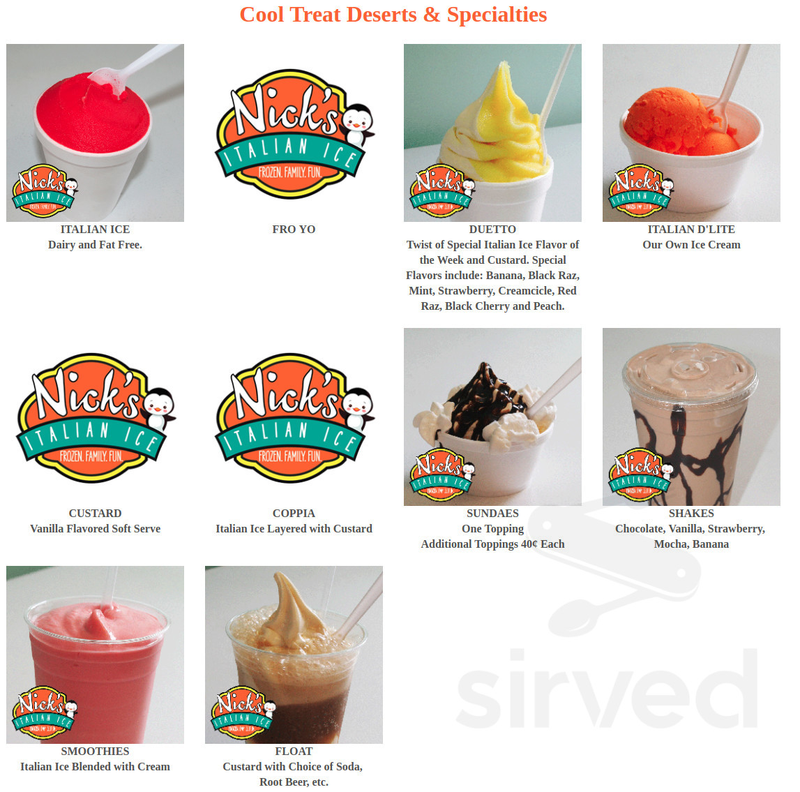 Menu for Nick's Lakeside Grill in Spring City, TN | Sirved